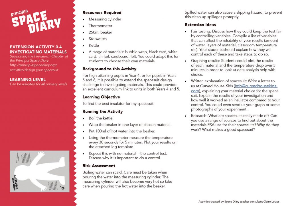 Principia Space Diary - Design Your Spacesuit - Discovery Diaries