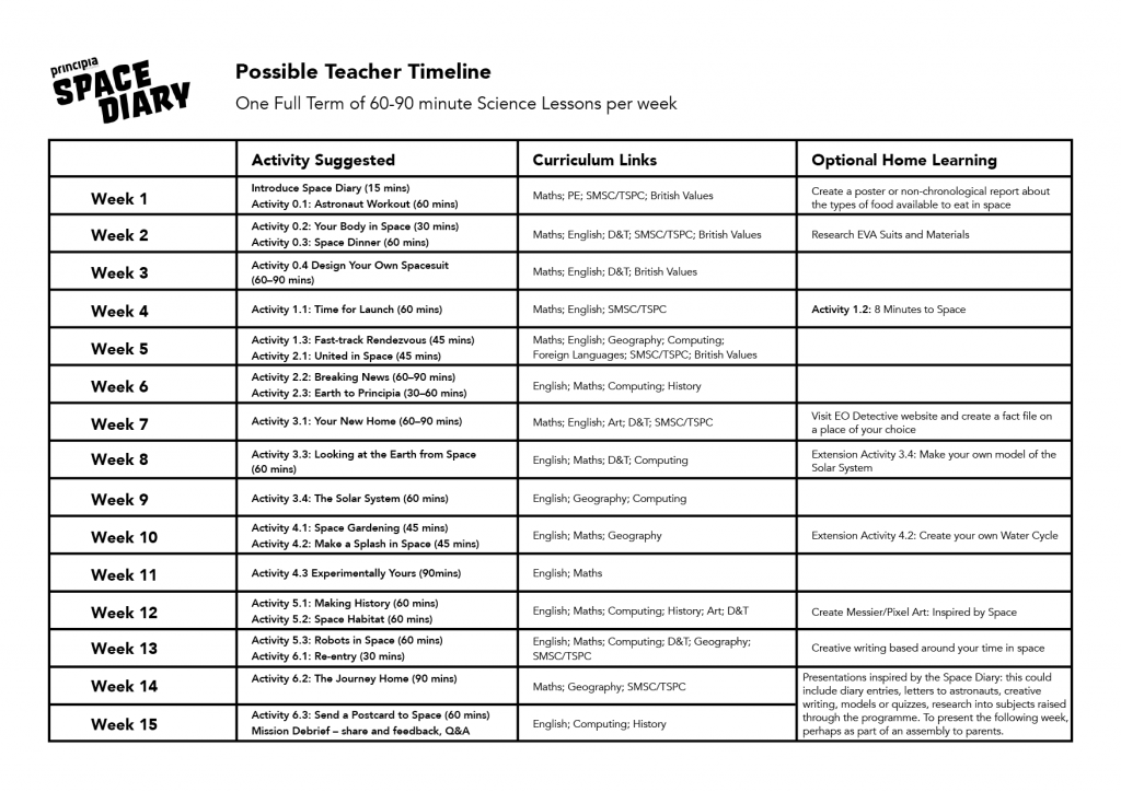 Principia Space Diary Full Term Programme Planner - Discovery Diaries